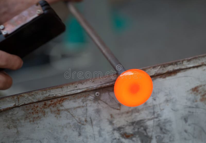 Glass Blowing: Shaping a Project Stock Image - Image of hands, tool ...