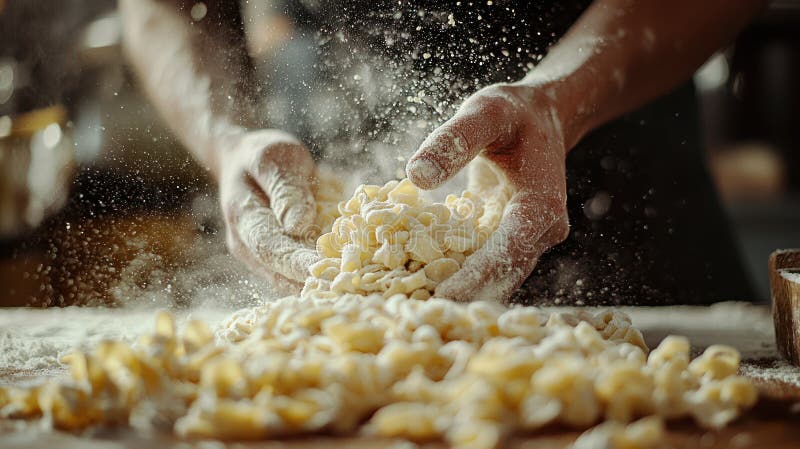 Handcrafted Gnocchi Being Prepared on Floured Surface, Showcasing ...