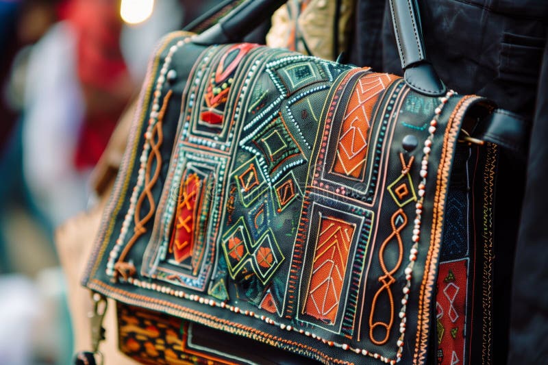 Handcrafted Handbag with Unique Cultural Patterns Stock Photo - Image ...