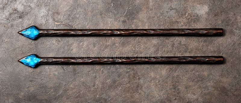 Handcrafted Iron Tools with Blue Crystal Accents Stock Illustration ...