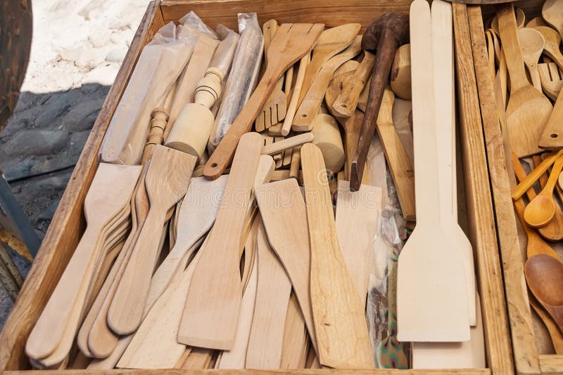 Handcrafted Kitchen Utensils Stock Image - Image of full, traditional ...