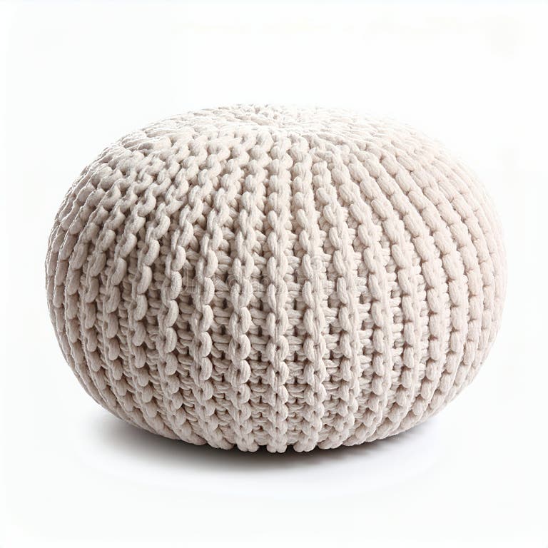 Handcrafted Knitted Pouf, Cozy Decor Element, Warm Texture Design ...