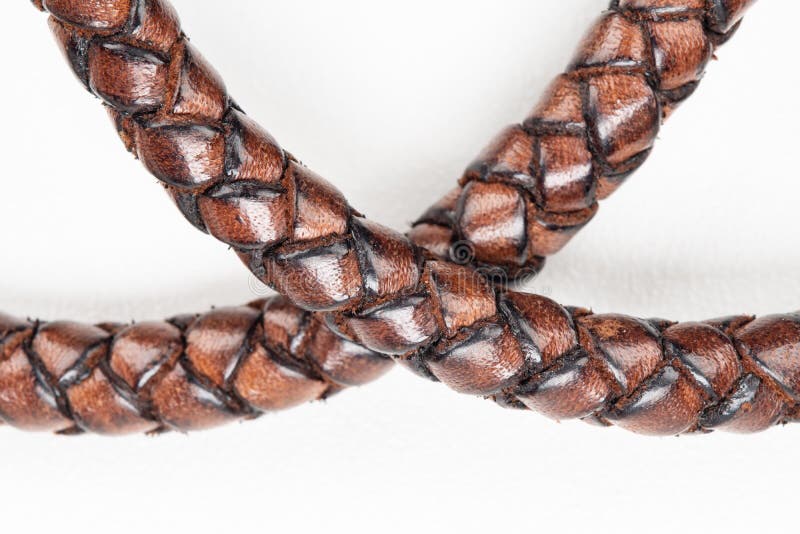Handcrafted Leather Rope on White Background Stock Image - Image of ...