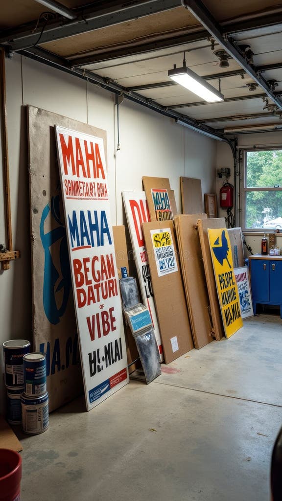 Handcrafted Signs in Workshop with Various Designs and Colors Stock ...