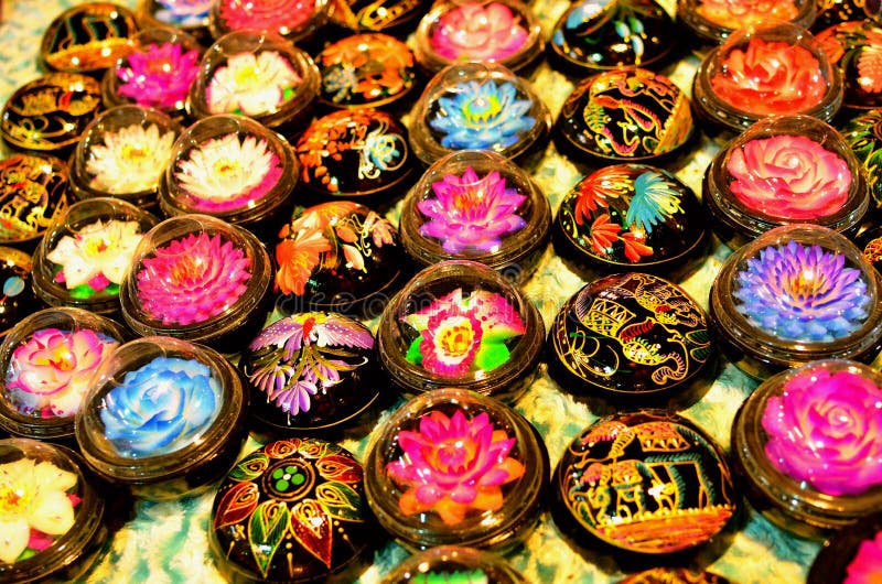 Handcrafted Soap Flowers at Night Market in Thailand Editorial Stock ...