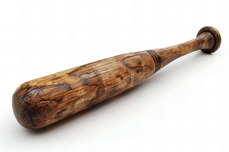 Handcrafted Solid Wood Baseball Bat Isolated on White Background, Ultra ...