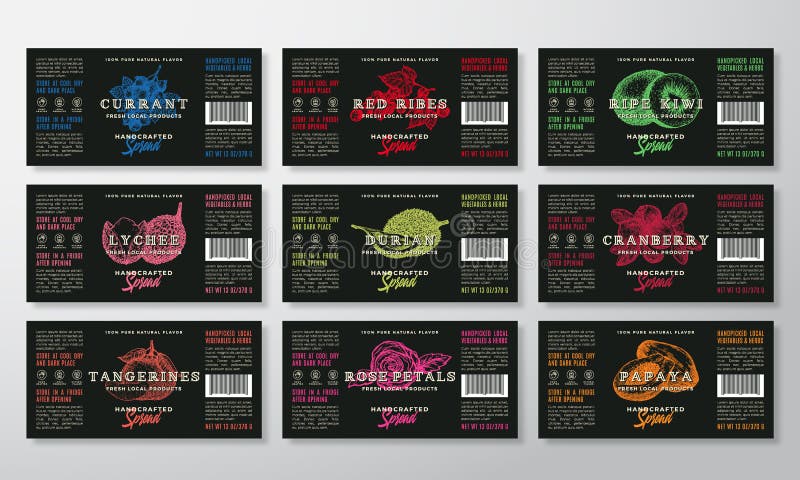 Handcrafted Spread or Jam Labels Template Collection. Abstract Vector ...