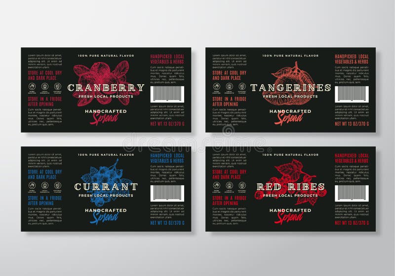 Handcrafted Spread or Jam Labels Template Set. Abstract Vector ...