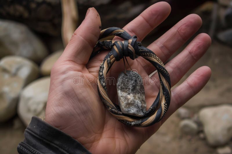 Handcrafted Stone Sling in a Hand Stock Illustration - Illustration of ...