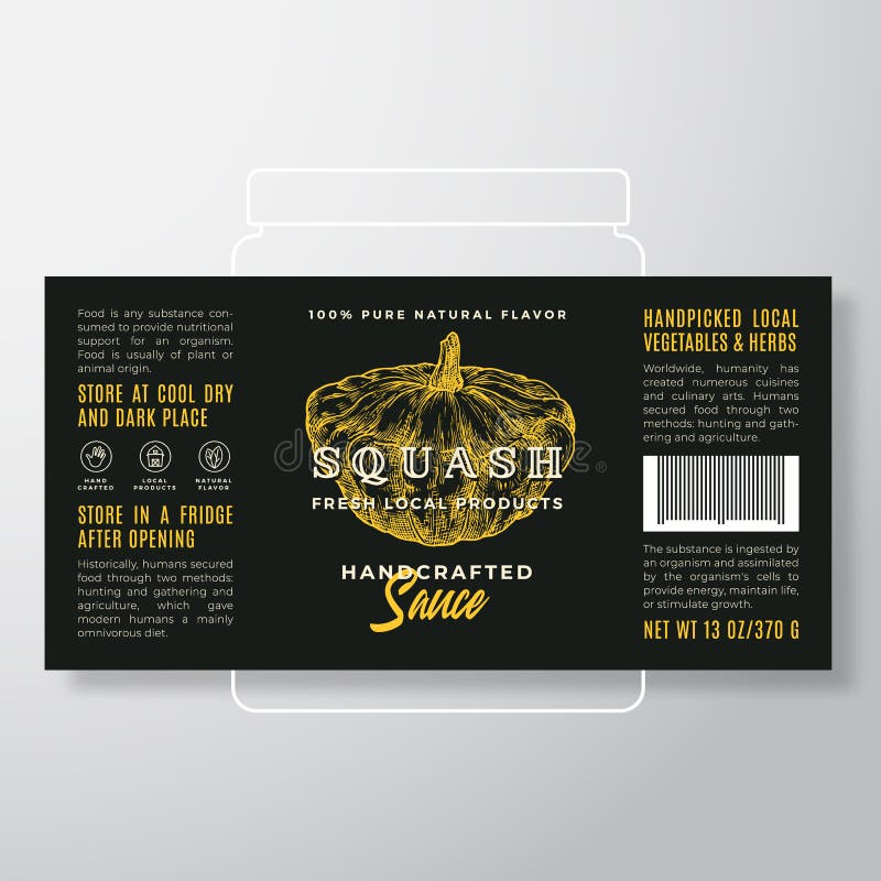 Handcrafted Vegetables and Herbs Sauce Label Template. Abstract Vector ...