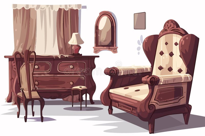 Handcrafted Vintage Furniture in Rustic Setting Isolated Vector Style ...