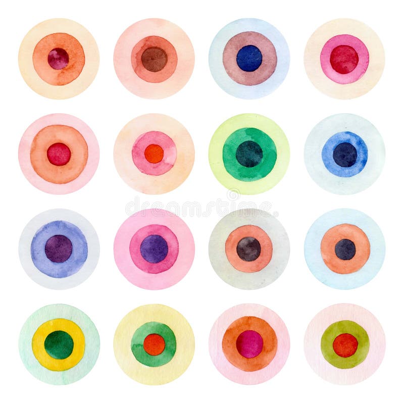 Handcrafted Watercolor Circles in Vibrant, Multicolor Concentric ...