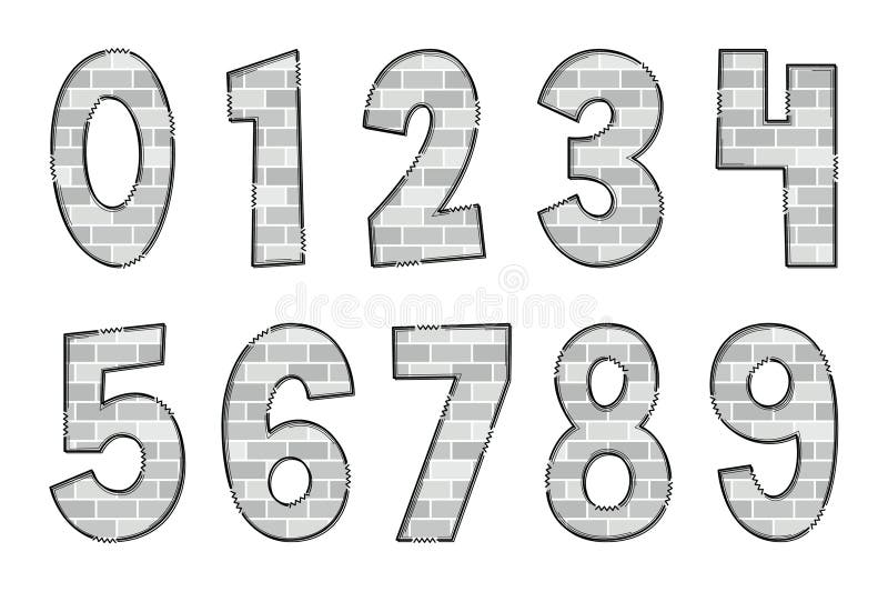 Handcrafted White Brick Numbers. Color Creative Art Typographic Design ...