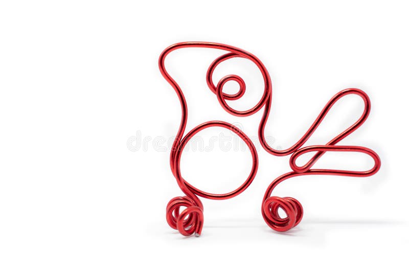 Close-Up of Handcrafted Wire Bird on White Background with Copy Space ...