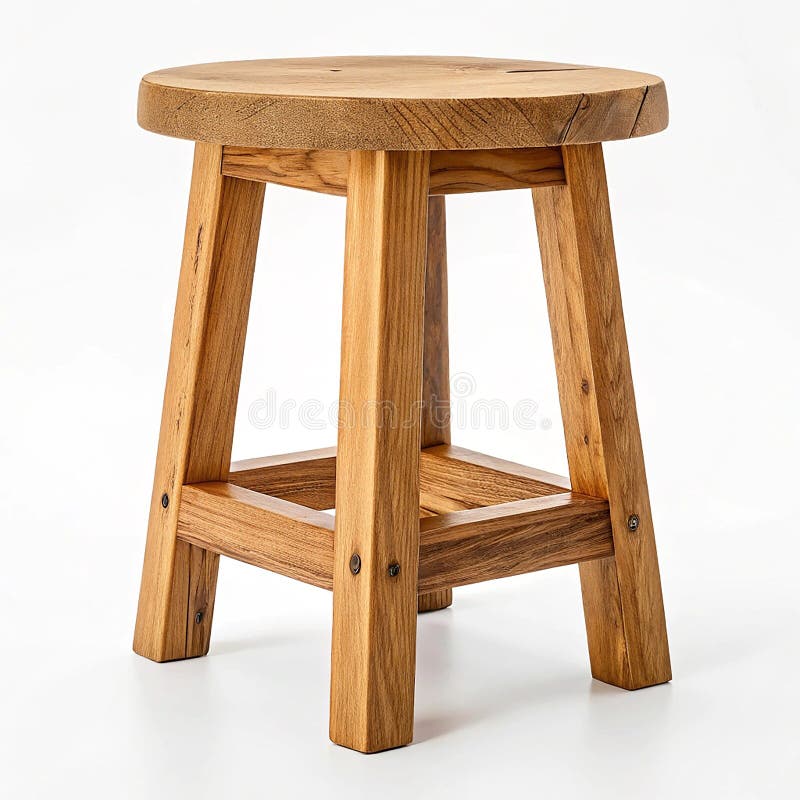 Handcrafted Wood Stool on White Background Stock Illustration ...