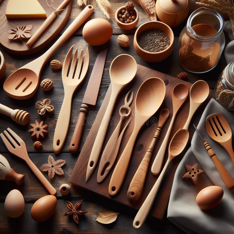 Handcrafted Wooden Kitchen Utensils K Uhd Very D Strange Old Stock ...