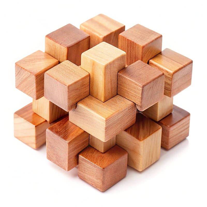 Handcrafted Wooden Puzzle with Interlocking Pieces Stock Illustration ...