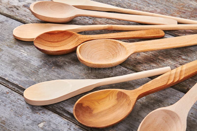 Handcrafted wooden spoons. stock image. Image of kitchen - 87863781