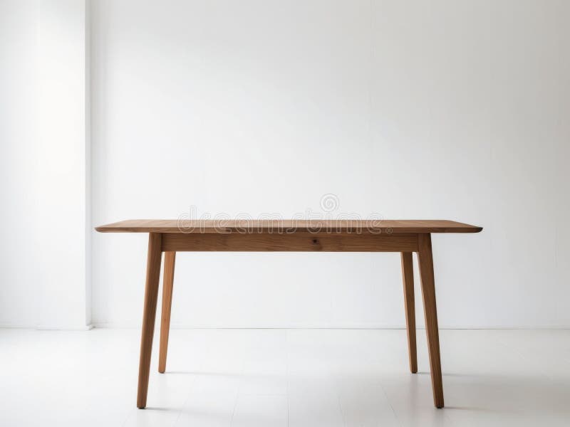 Handcrafted Wooden Table with White Backdrop. Stock Illustration ...