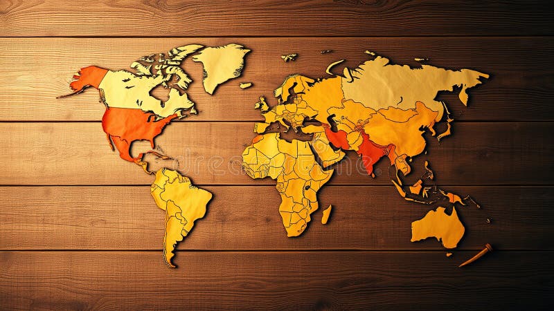 HandPainted Wooden World Map Decor Rustic Charm for a Stylish Home or ...