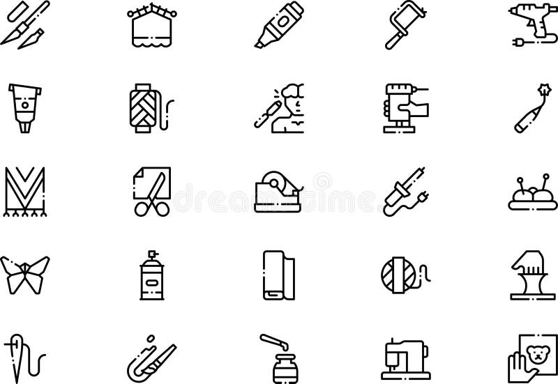 Handcrafts Icons Collection is a Vector Illustration with Editable ...