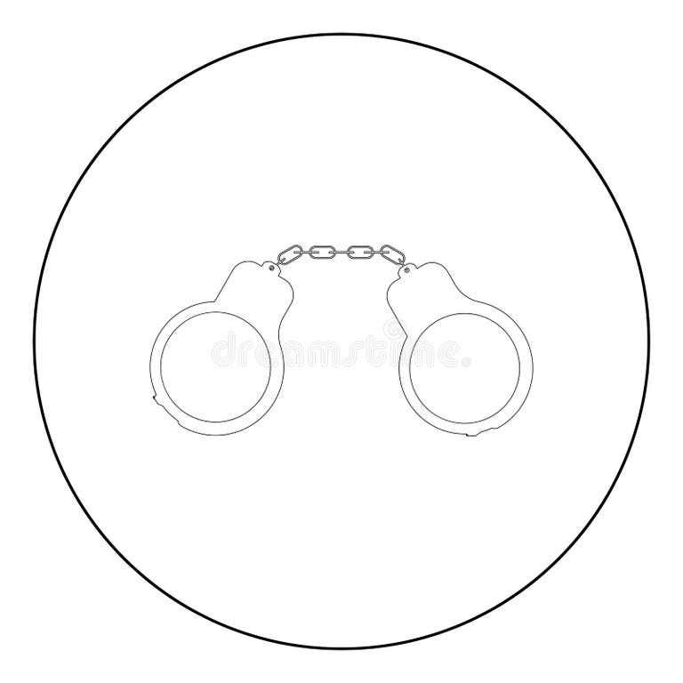 Handcuff Icon Black Color in Circle Stock Vector - Illustration of ...