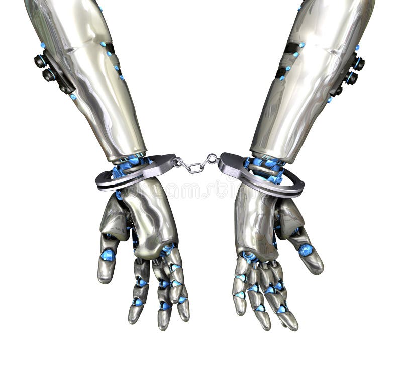Handcuffed Robot - Cyber Crime Stock Illustration - Illustration of ...