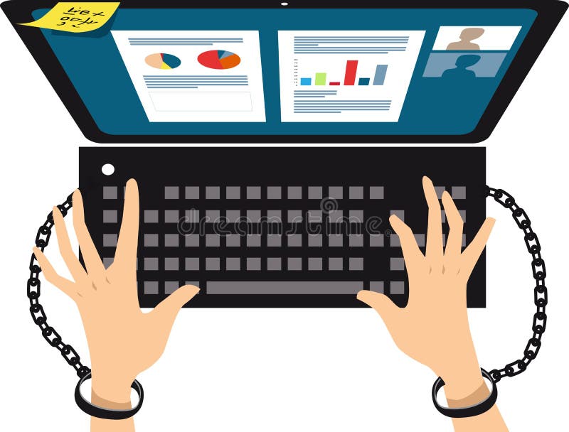 Man Chained with Laptop (workplace) Stock Illustration - Illustration ...