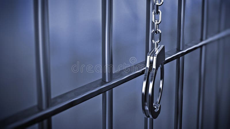 Handcuffs Attached To Prison Bars. 3D Illustration Stock Illustration ...