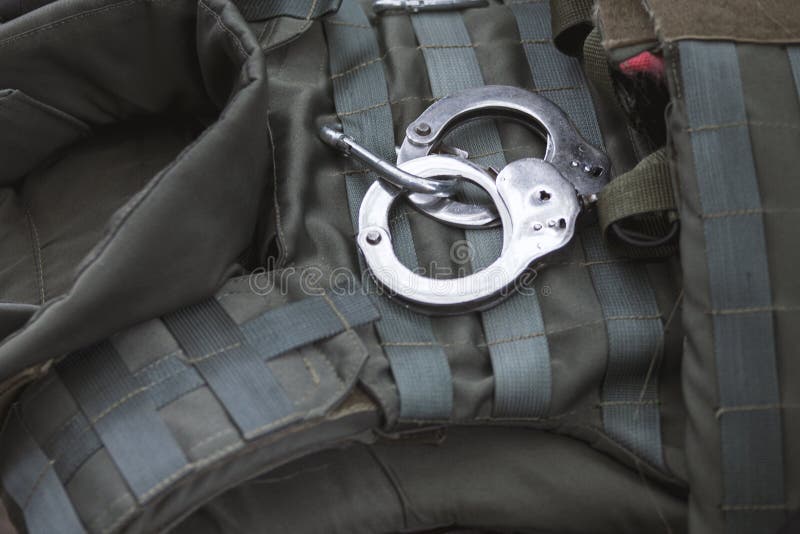 Handcuffs stock image. Image of soldier, crime, police - 92029813