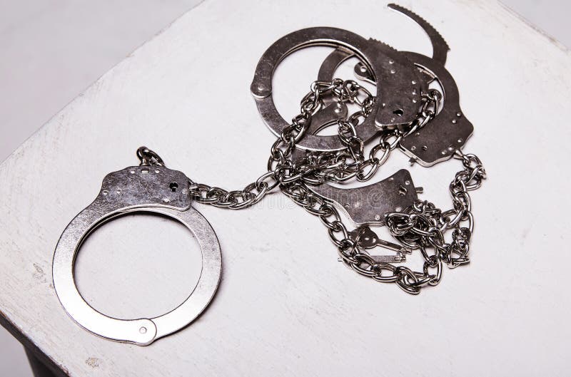 Handcuffs, Chain, White Background. Stock Photo - Image of jail, object ...