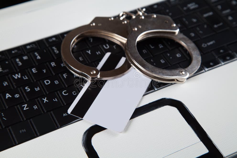 Handcuffs, Computer Keyboard, Credit Card Stock Photo - Image of attack ...