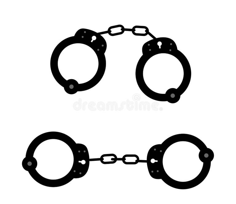 Handcuffs Different Positions Set Isolated on White Stock Vector ...
