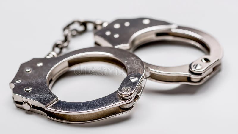 Handcuffs Displayed on a Neutral Background Stock Photo - Image of ...