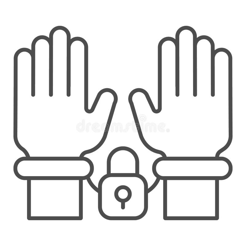 Handcuffs on Hands Line Icon. Arrest Vector Illustration Isolated on ...