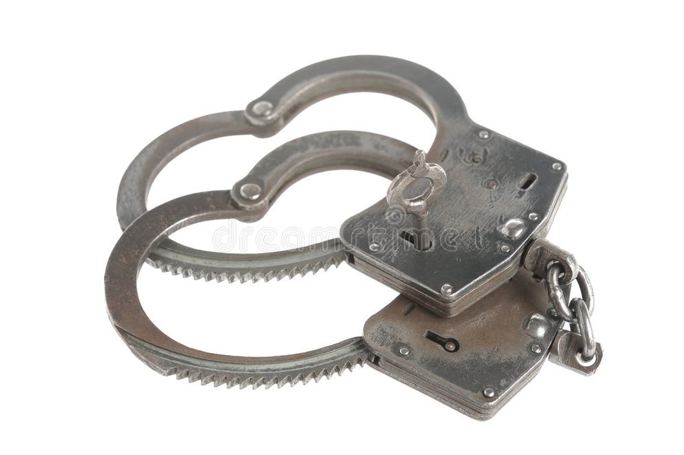 Handcuffs in Heart Shape and Key within Isolated Stock Photo - Image of ...