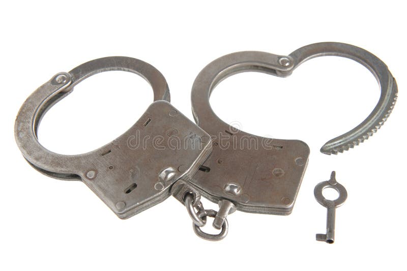 Handcuffs in Heart Shape and Key within Isolated Stock Image - Image of ...