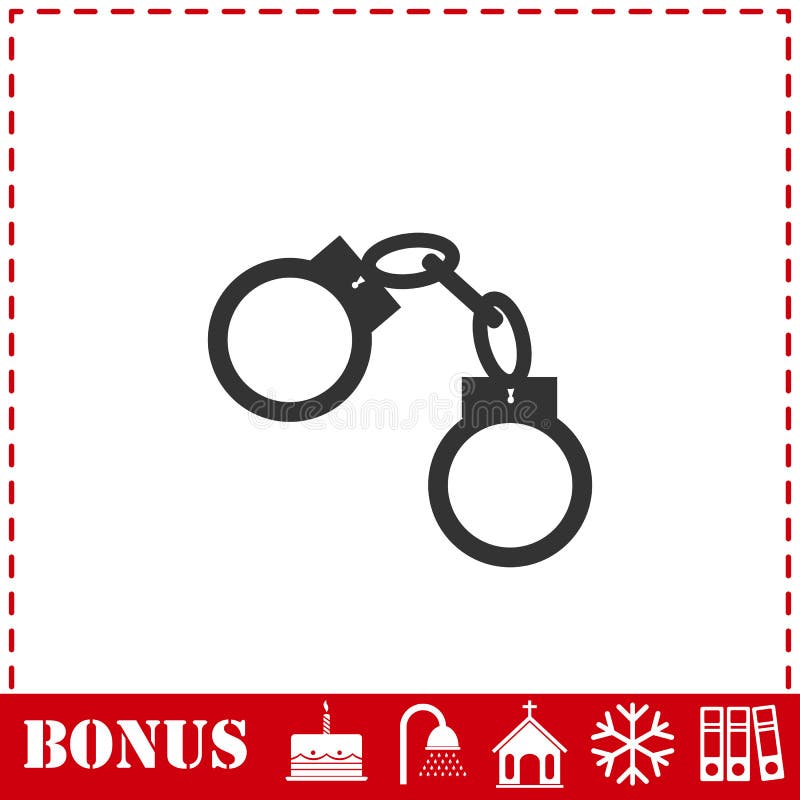 Handcuffs icon flat stock illustration. Illustration of design - 190469215
