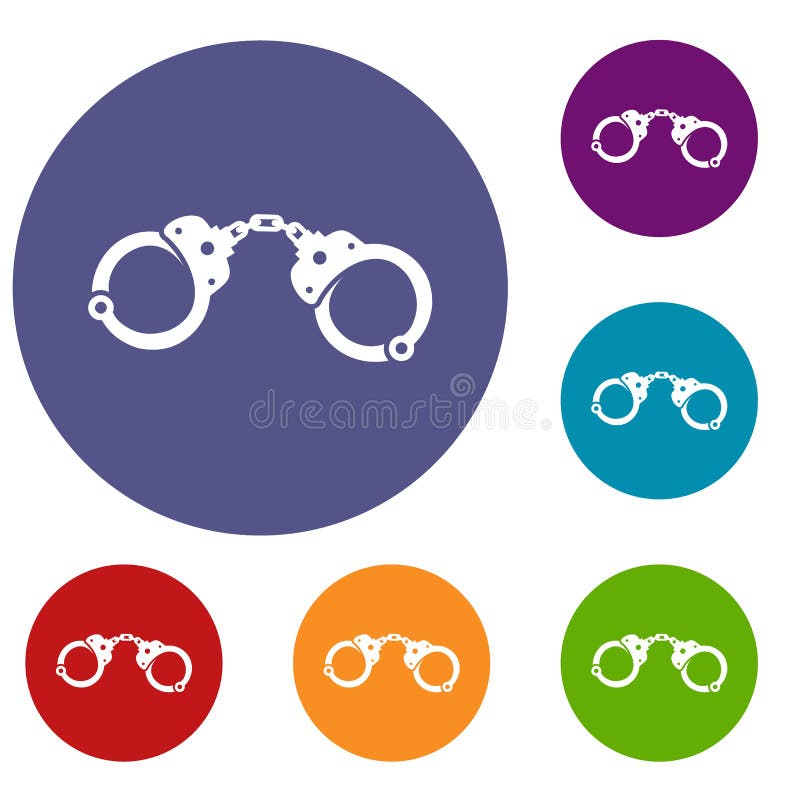 Handcuffs icons set stock vector. Illustration of circle - 95793715