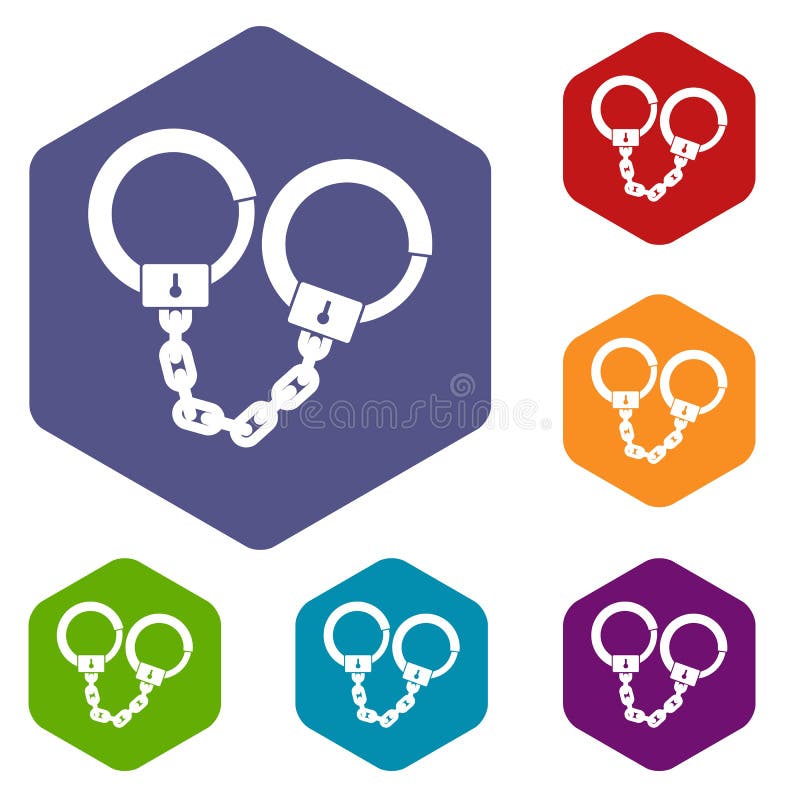 Handcuffs Icons Set Hexagon Stock Vector - Illustration of creative, cuff: 91323969
