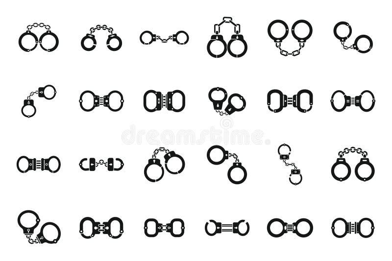 Handcuffs Icons Set Simple Vector. Police Jail Stock Vector ...