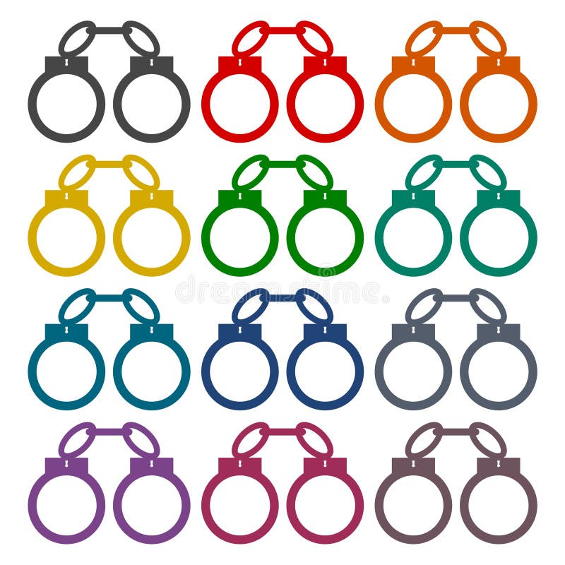 Handcuffs icons set stock vector. Illustration of lock - 101776544