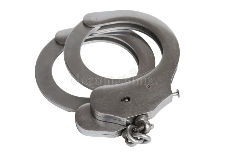 Handcuffs Isolated Over White Stock Photo - Image of hand, police: 76530740