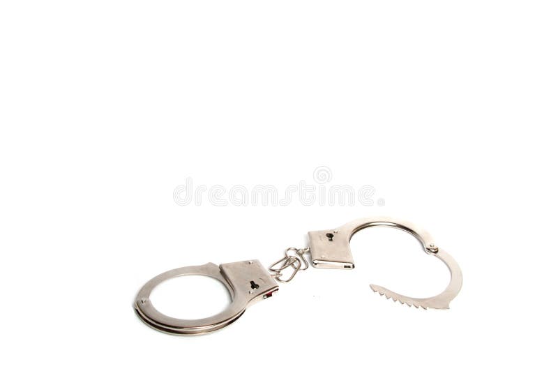 Handcuffs Isolated on the White Back Stock Photo - Image of lock ...