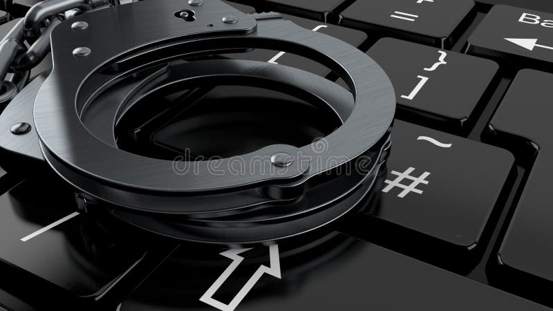 Handcuffs on Computer Keyboard Stock Illustration - Illustration of ...