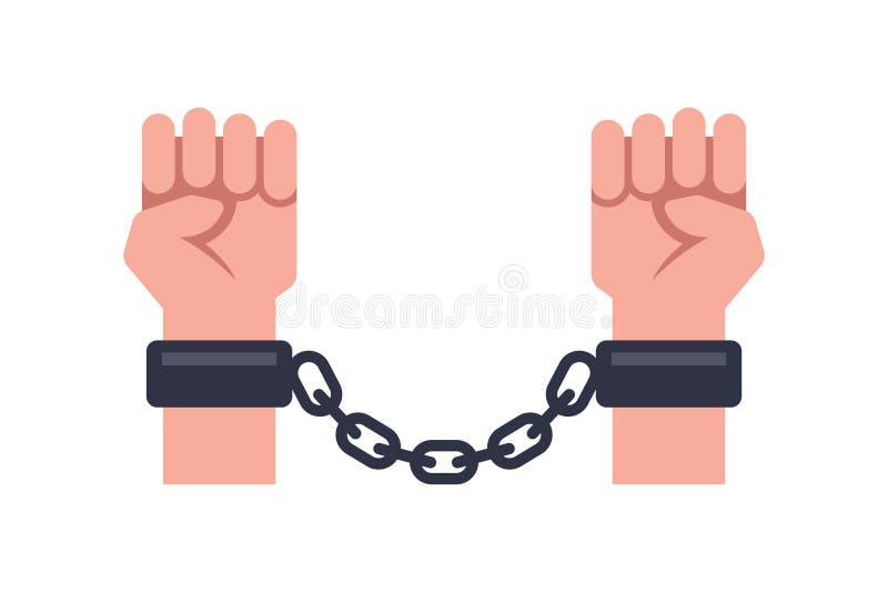 Handcuffs on a Man Hands. Shackles in Prison Stock Vector ...