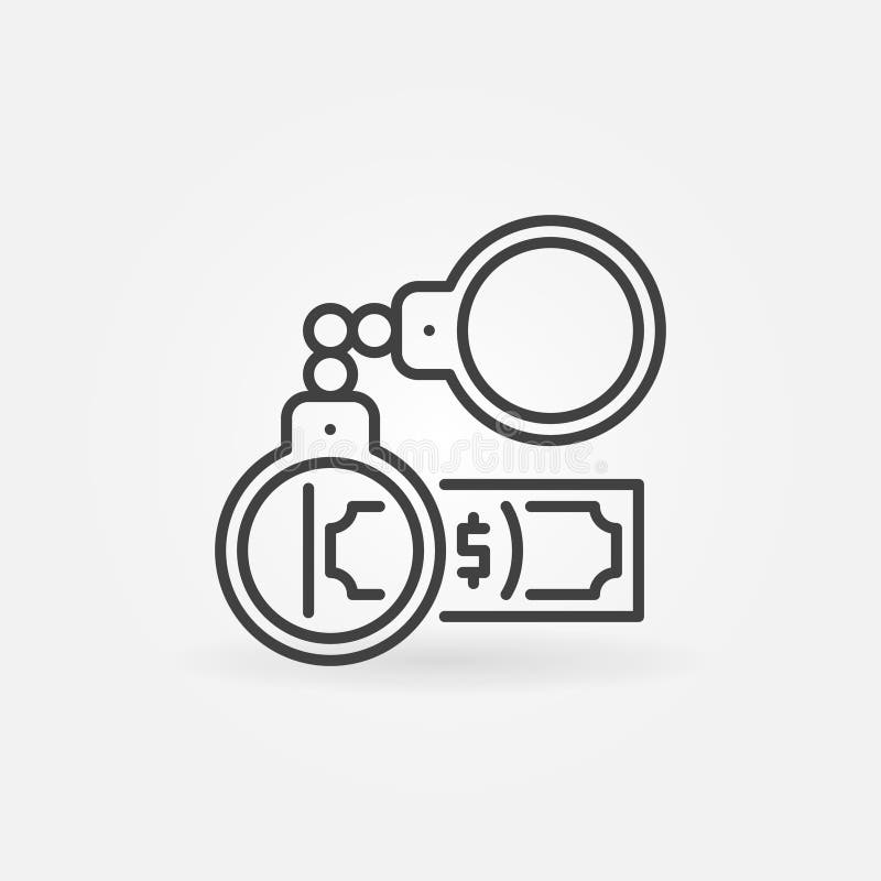 Handcuffs with Money Vector Corruption Concept Outline Icon Stock ...