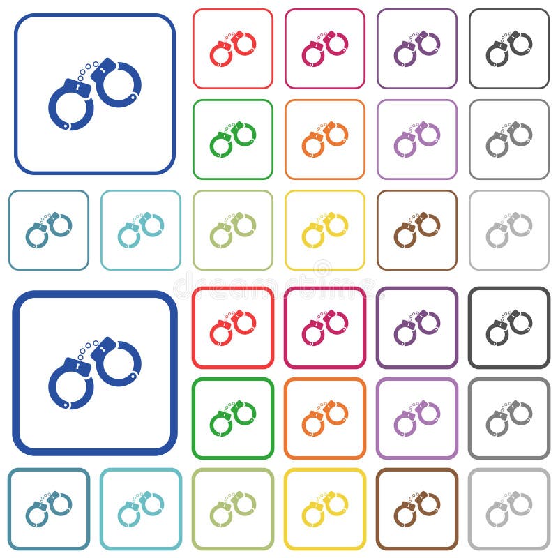 Handcuffs Outlined Flat Color Icons Stock Vector - Illustration of ...