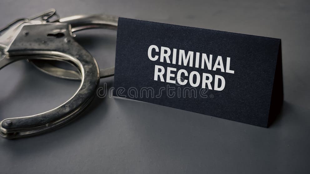 Handcuffs with Tag Written Criminal Record Stock Photo - Image of ...