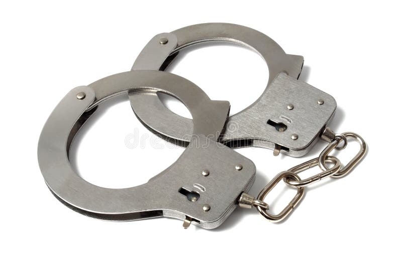Handcuffs on white stock image. Image of steel, metal - 39558437